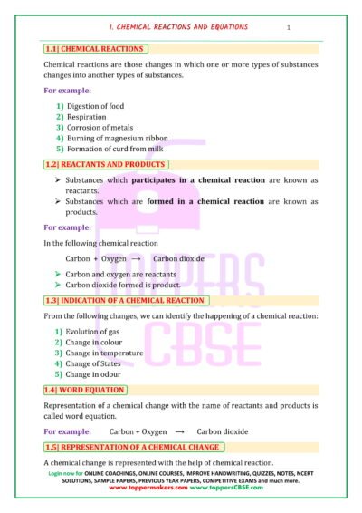 CBSE Class 10 Science Notes Chapter 1 Download in Pdf | Toppers CBSE ...