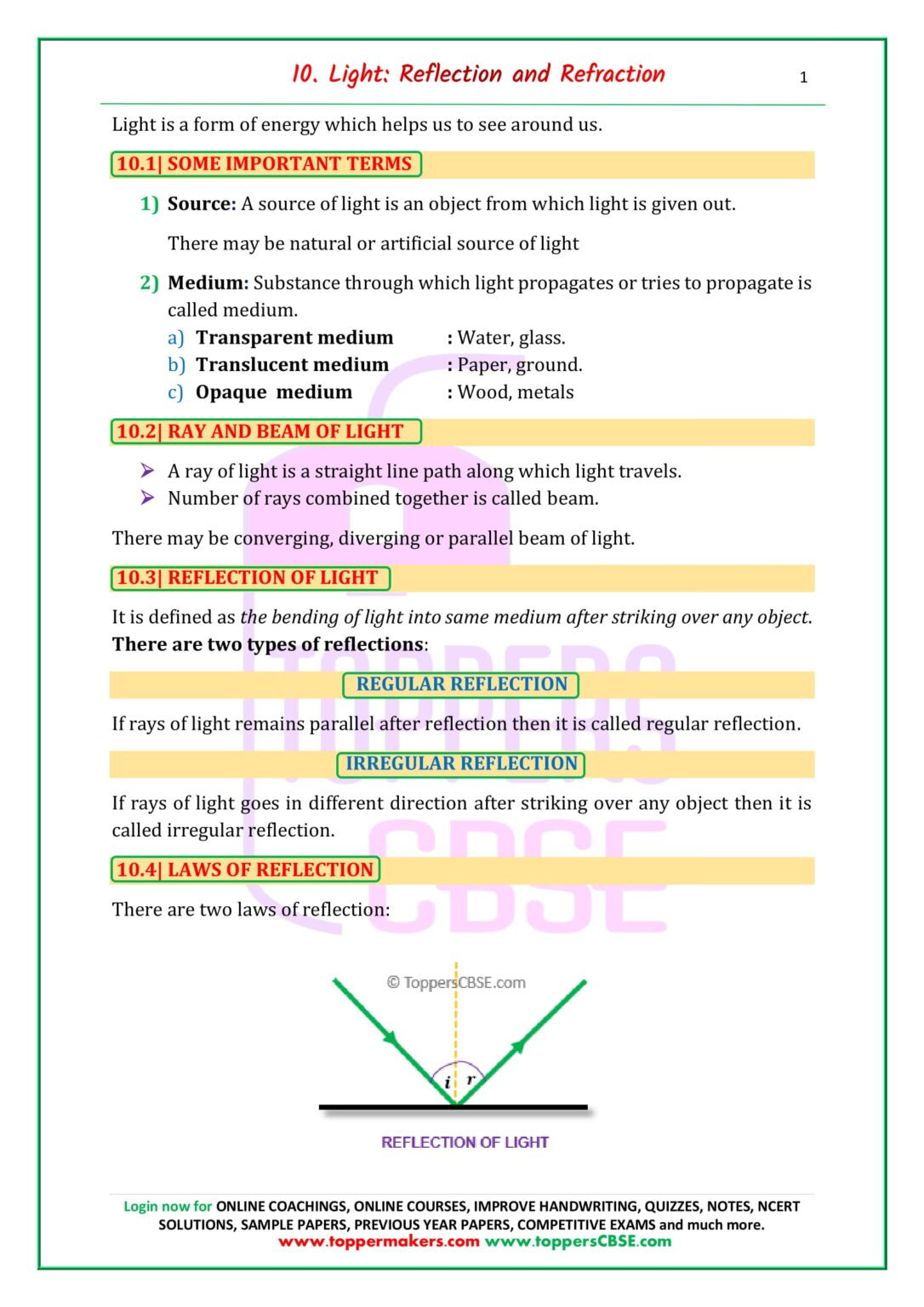 CBSE Class 10 Science Notes Chapter 10 Download in Pdf | Toppers CBSE ...