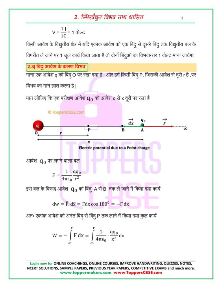 Class 12 Physics Notes in Hindi Chapter 2 | Toppers CBSE | Online ...