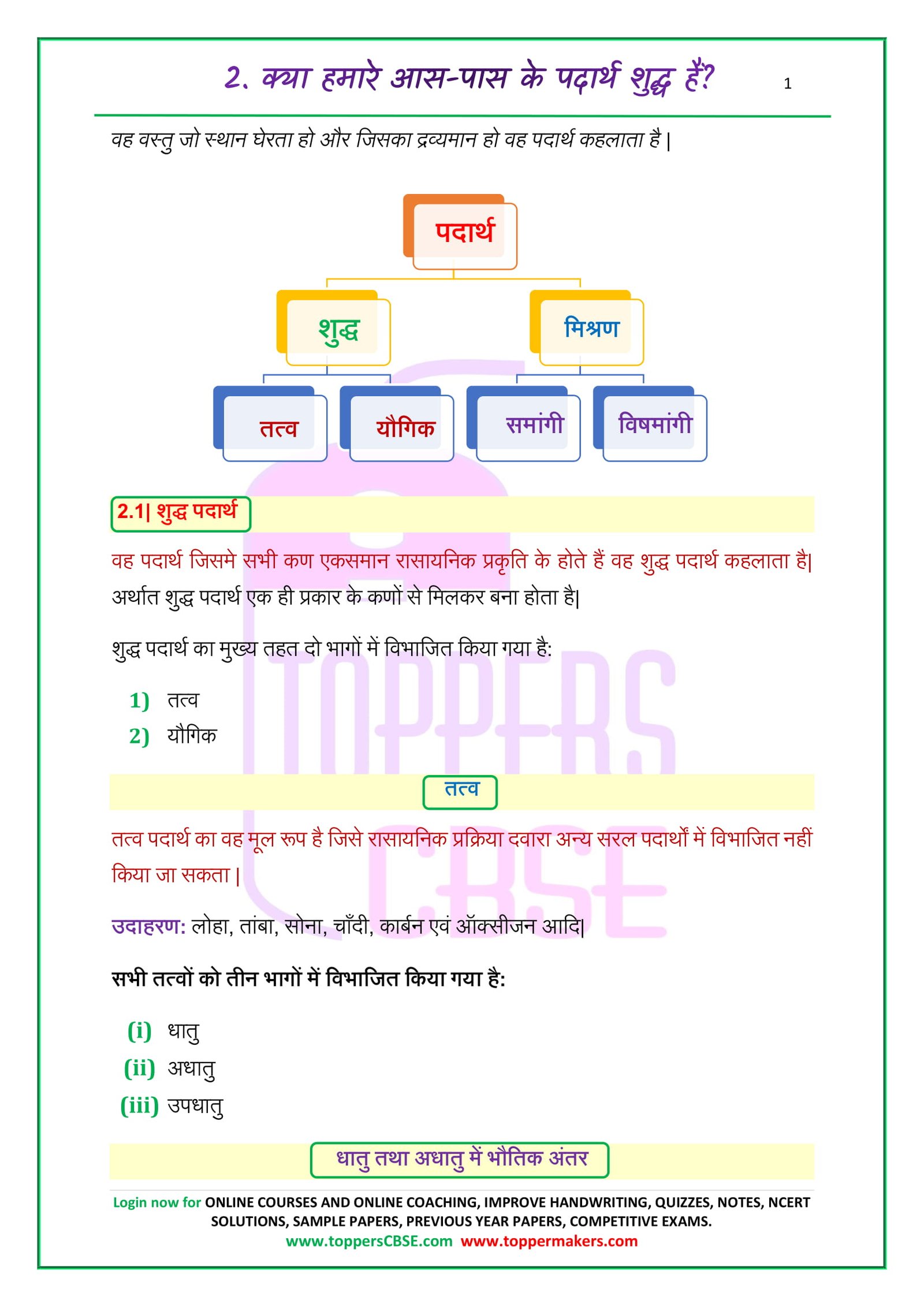 Class 9 Science notes in hindi Chapter 1हमारे आस पास के पदार्थ ...