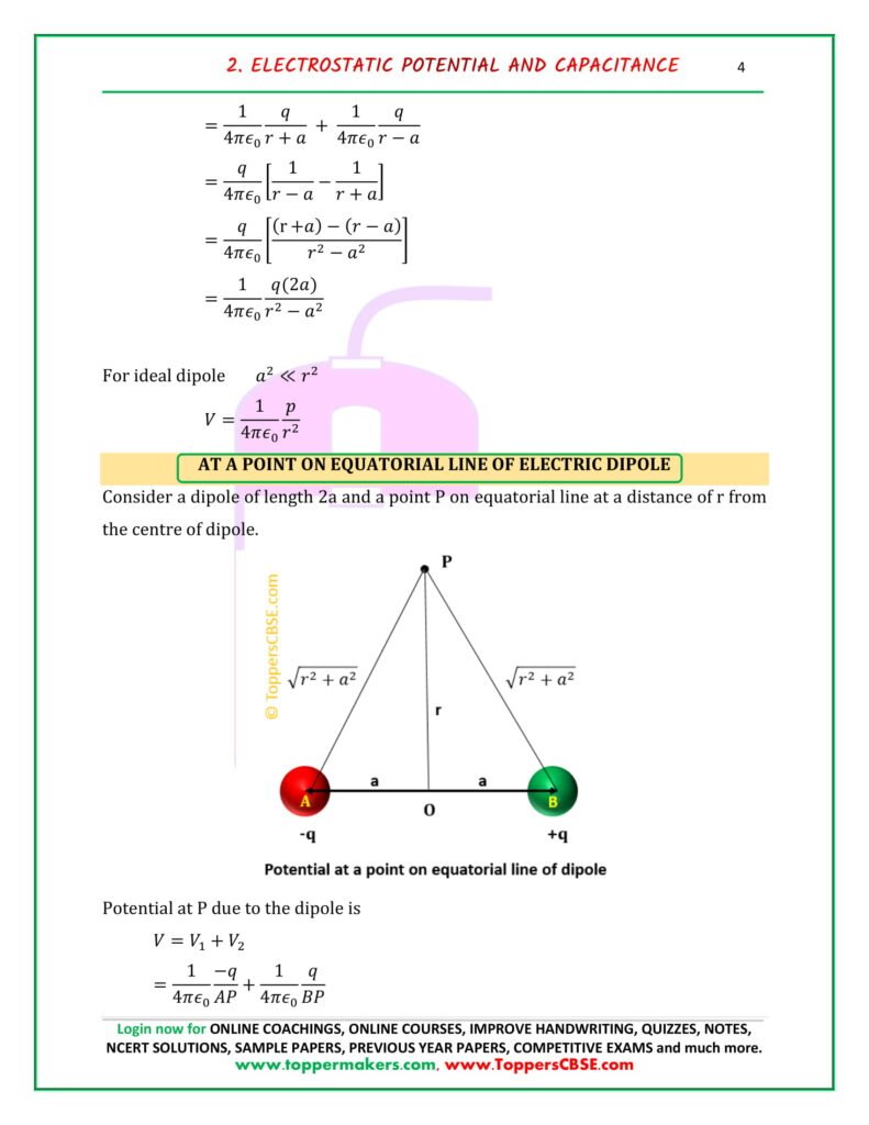 Class 12 Physics Notes of Chapter 2 Electrostatic Potential and ...