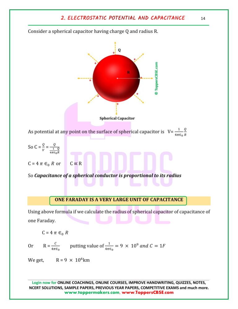 Class 12 Physics Notes of Chapter 2 Electrostatic Potential and ...