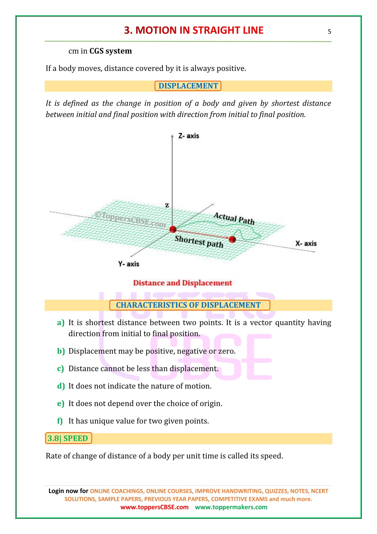CBSE class 11 Physics Notes Chapter 3 Motion in Straight Line | Toppers ...