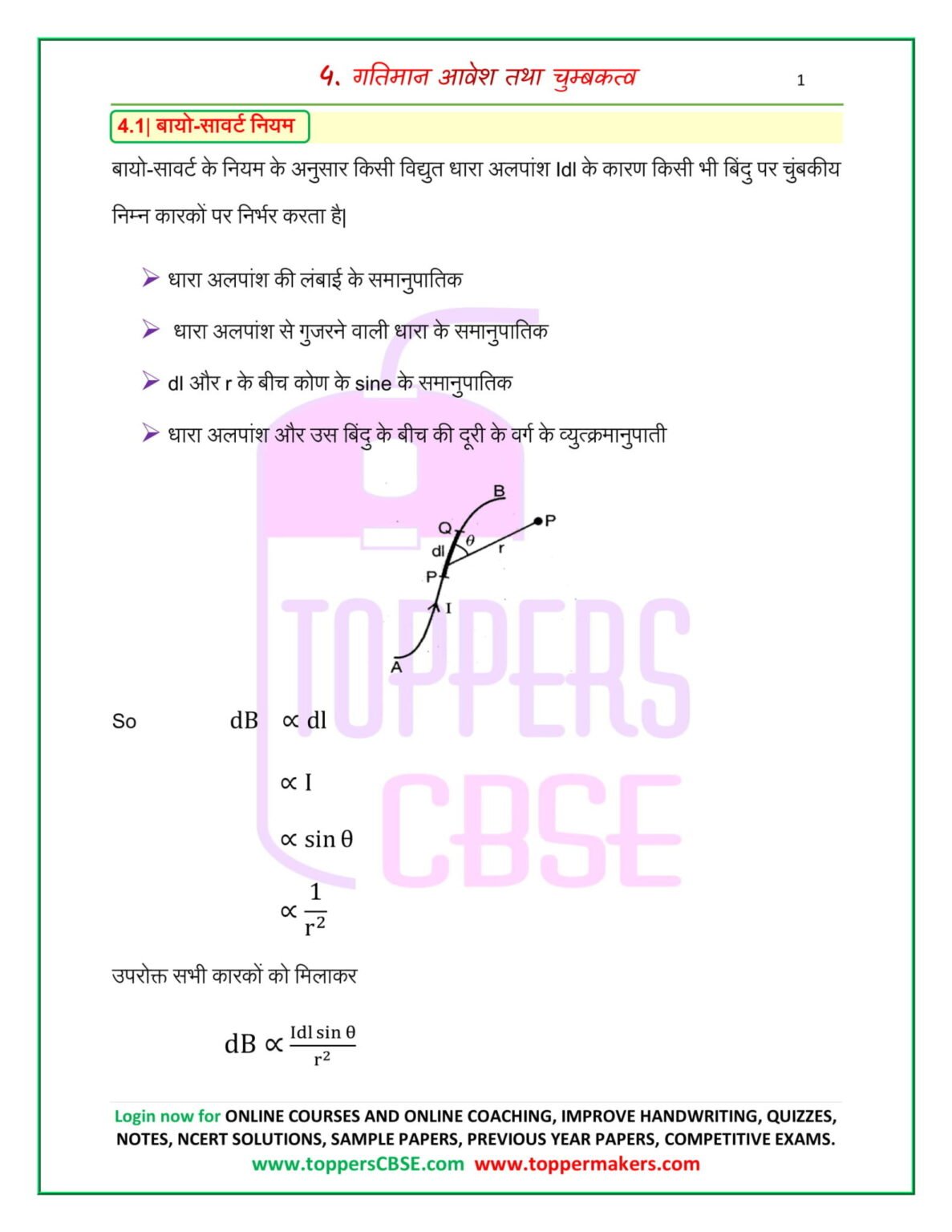 Class 12 Physics Notes in Hindi Chapter 4 | Toppers CBSE | Online ...