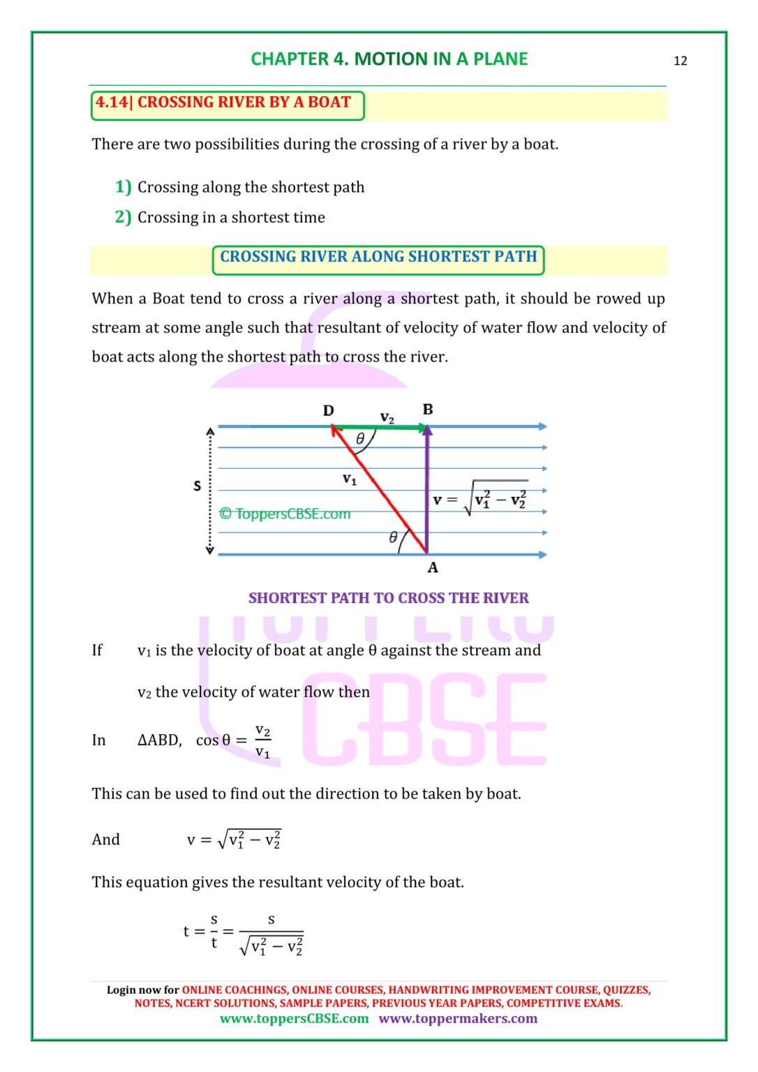 CBSE class 11 Physics Notes Chapter 4 Motion in a Plane | Toppers CBSE ...