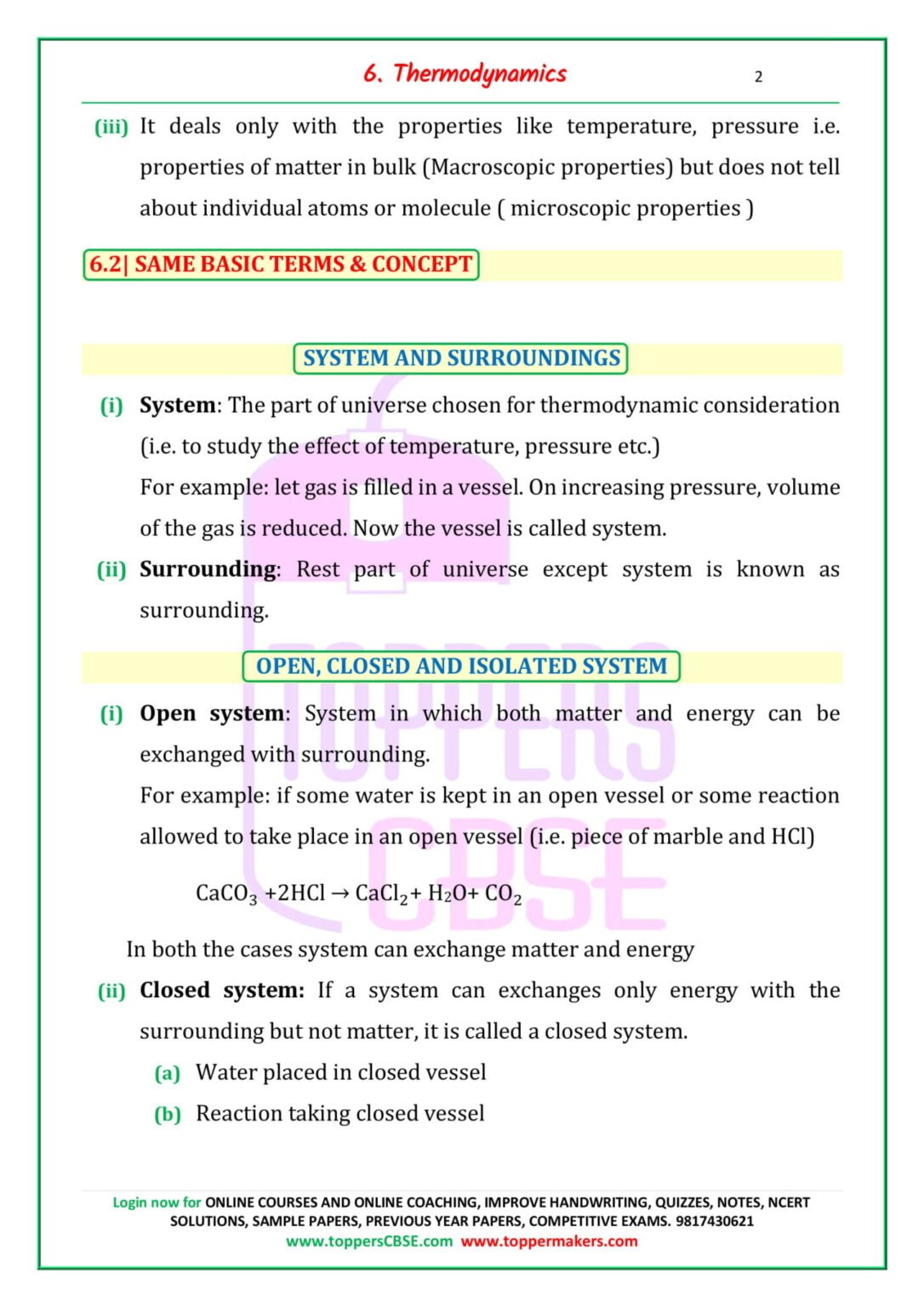 Class 11 Chemistry Notes Chapter 6 Thermodynamics | Toppers CBSE ...