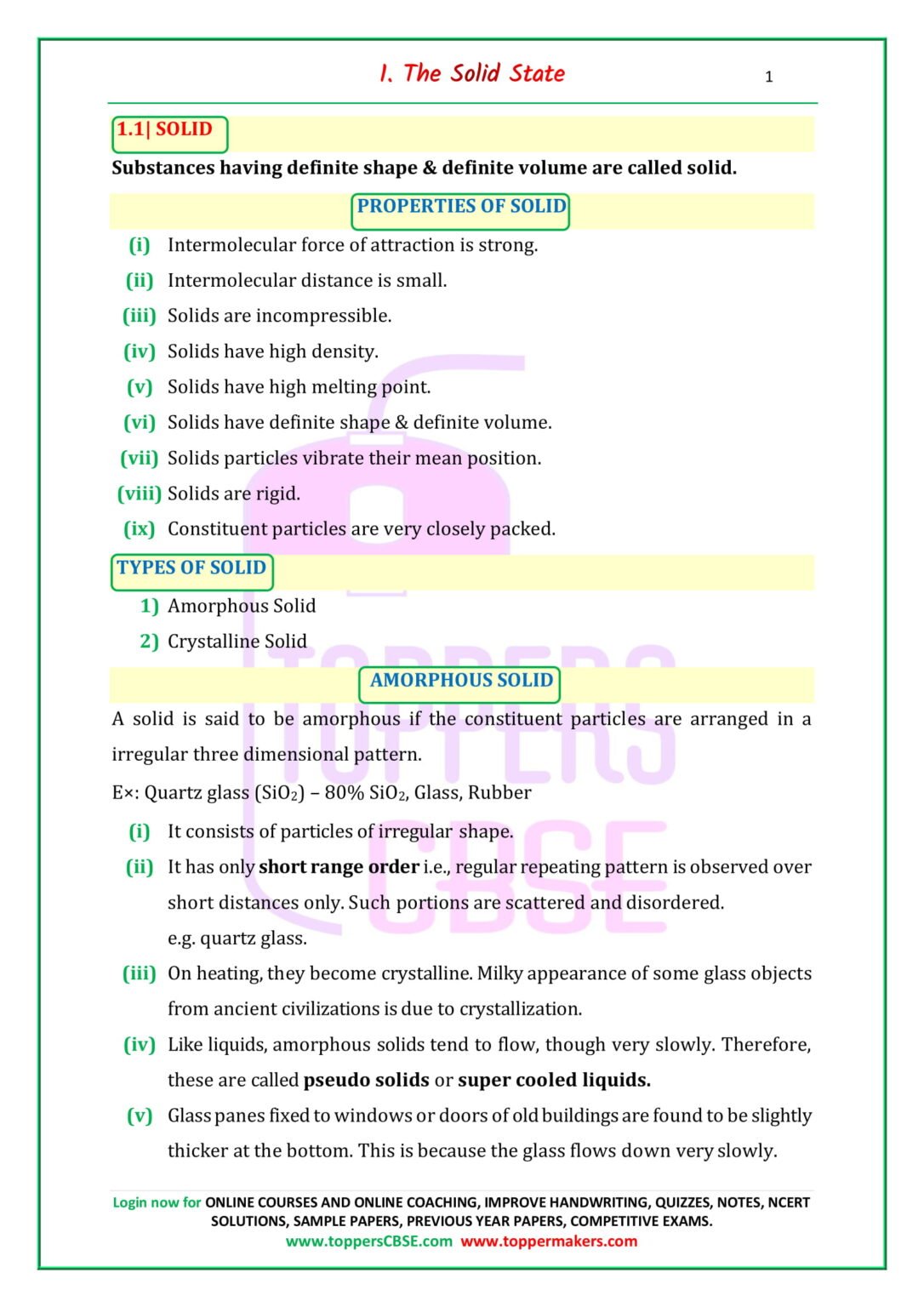 Class 12 Chemistry Notes Download in PDF | Toppers CBSE