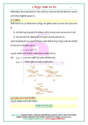 Class 12 Physics Notes Hindi Medium, कक्षा 12 भौतिकी विज्ञान नोट्स ...