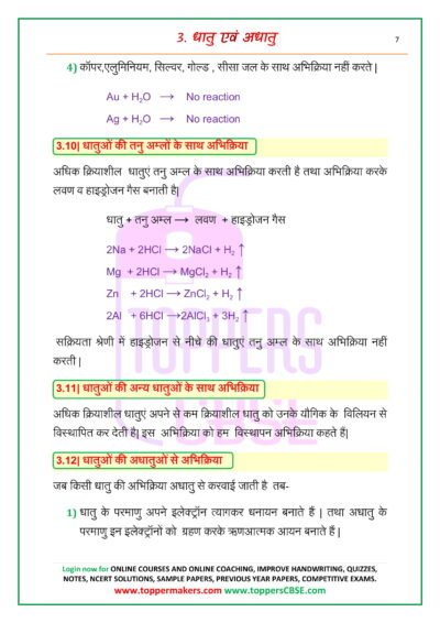 Class 10 Science notes in hindi Chapter 3 धातु एवं अधातु | Toppers CBSE ...